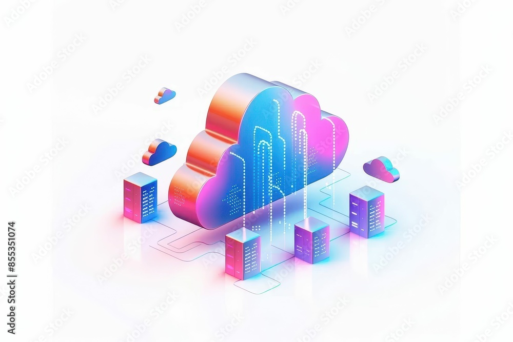 cloud computing iaas infrastructure icon white background simple 3d ...