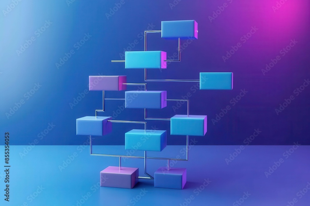 dynamic business process hierarchy diagram flowchart symbols blue ...