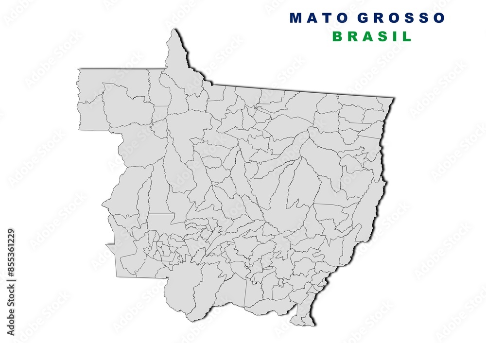 Municipios del estado de Mato Groso, Brasil Stock Illustration | Adobe ...