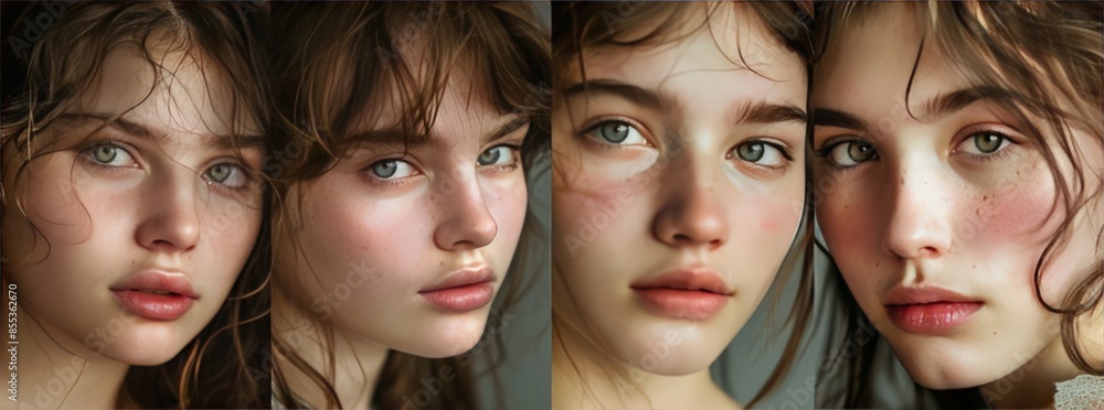 Beautiful Portrait of a Young Woman with Intense Eyes and Dynamic ...