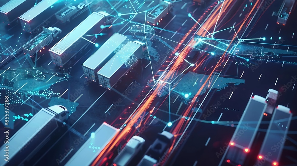 Transportation and logistics network distribution technology concept ...