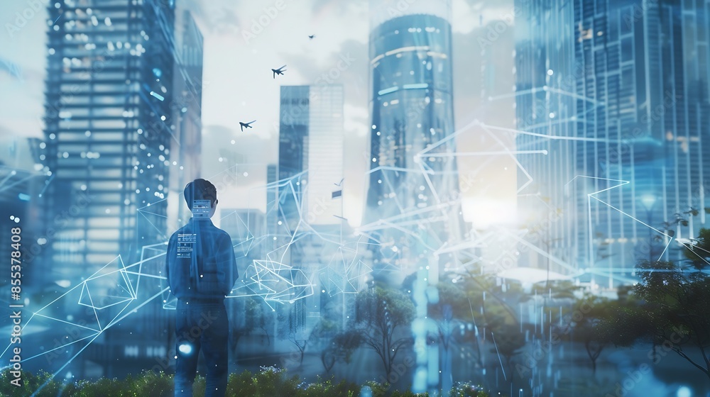 Engineering man use AI artificial intelligence to analyze data Clean ...