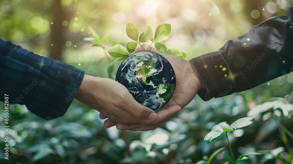 World Environment Day business partner colleagues shaking hands during ...