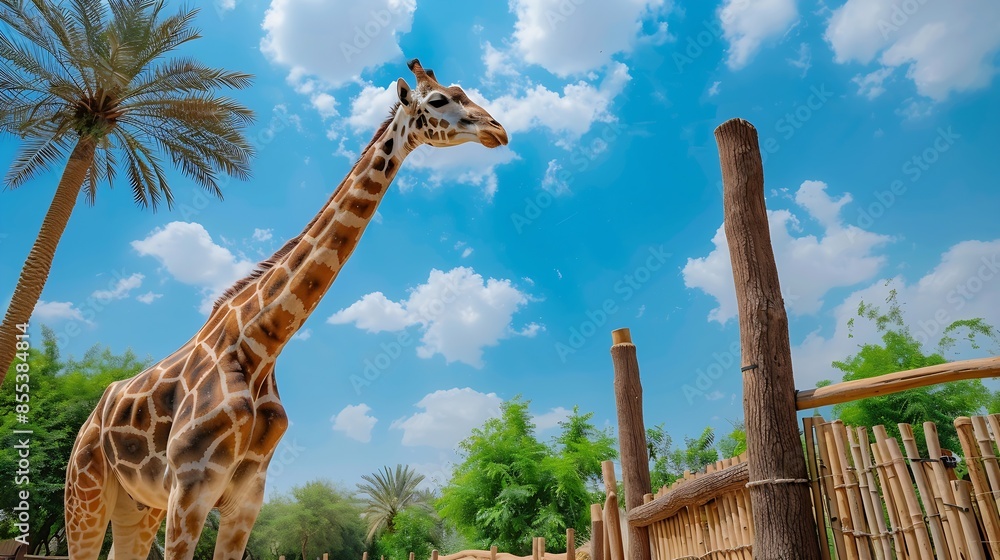 Giraffe Al Ain Zoo natural beauty animals scenery Great Views blue sky ...