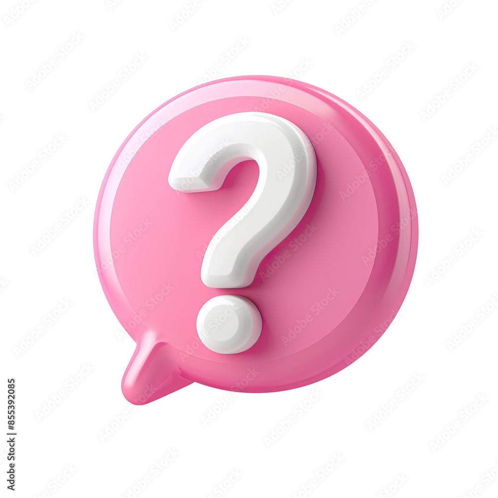 Matte Bright Pink Comic Speech Bubble with White Question Mark ...