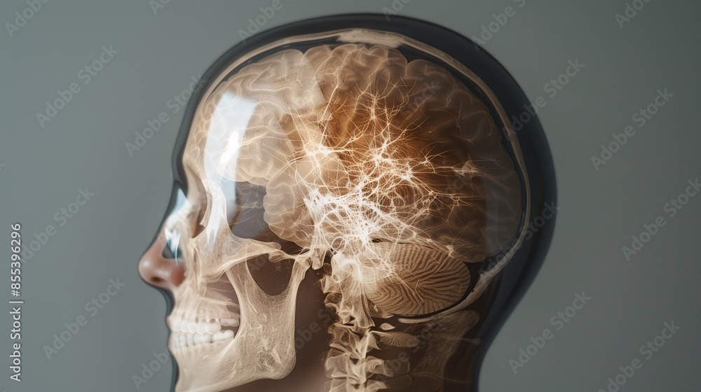 Detailed X-ray of a subdural hematoma in the brain Stock Photo | Adobe ...