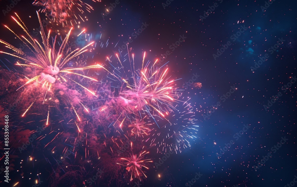 Fireworks flat design side view freedom animation Tetradic color scheme ...