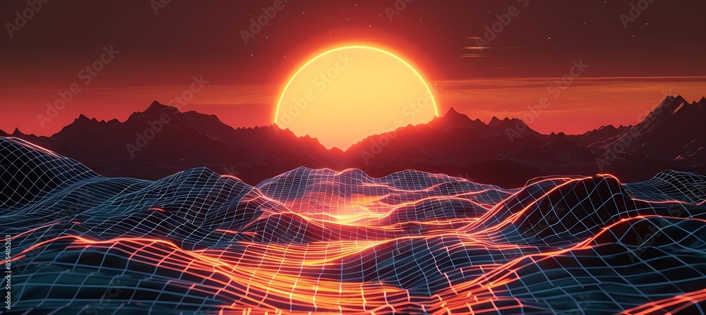 Virtual reality in cyber dimension: Futuristic digital render in cyber ...