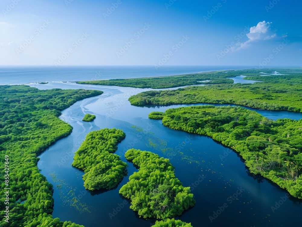 Foto de Aerial view of the Zapata Swamp with its extensive wetlands and ...
