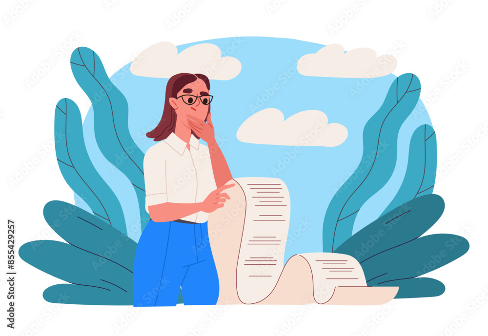 Woman with list of plans. Planning and scheduling. Time management and ...