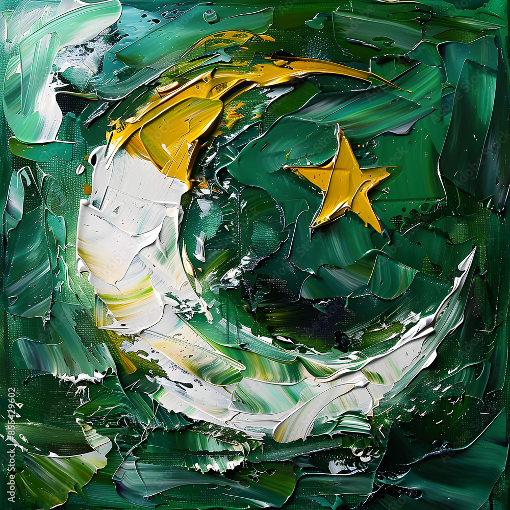 Back View of Pakistani Man Painting Pakistan Flag on the Wall ...