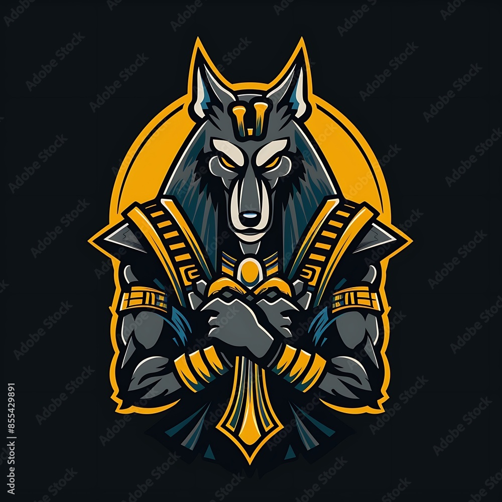 Anubis, Egyptian God of death. Wolf head character wearing a pharaoh ...