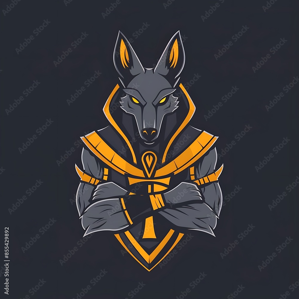 Anubis, Egyptian God of death. Wolf head character wearing a pharaoh ...