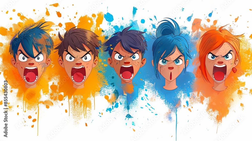 Rage, hatred, anger expressions, emotions set. Mad rude aggressive ...