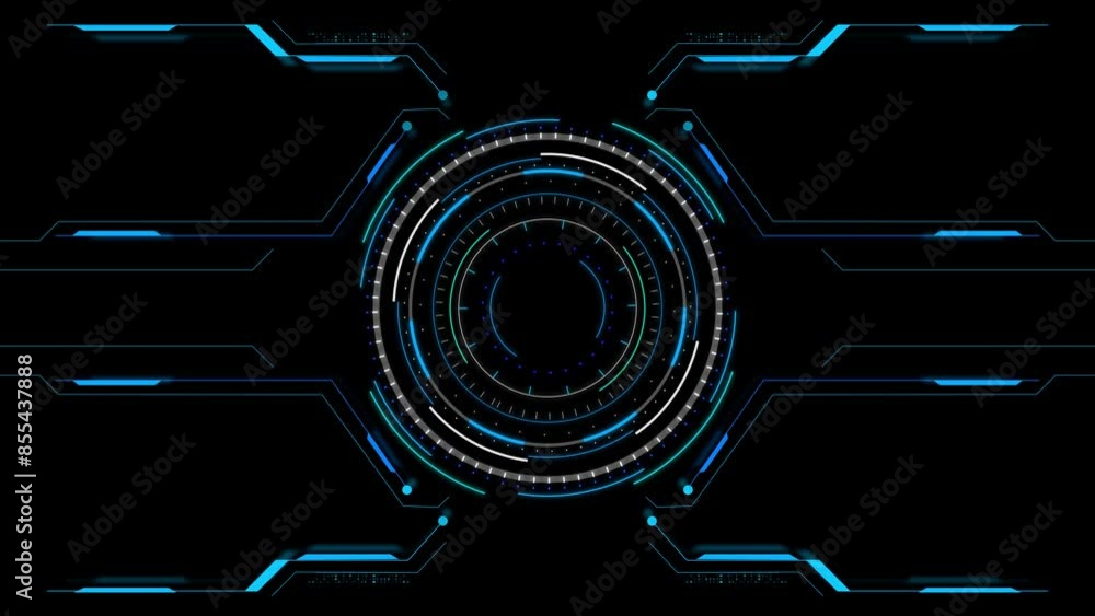 Futuristic HUD video frame code moving cyberspace Digital data matrix technology plexus lines ...