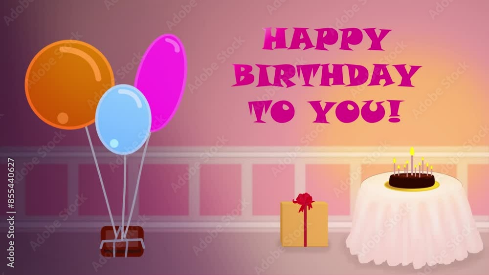 Happy Birthday to you 2d animation. B-day card. E-card wishing happy ...