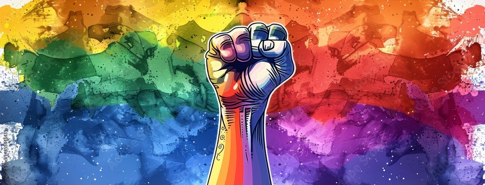 Pride fist lgbt gay rainbow hand lgbtq flag day fight. Stock ...
