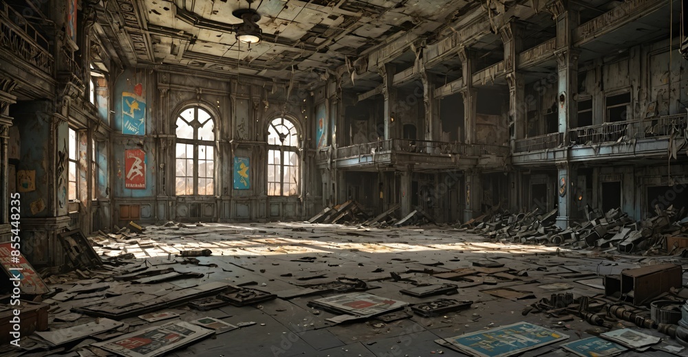 abandoned gothic palace house mansion building interior. post ...