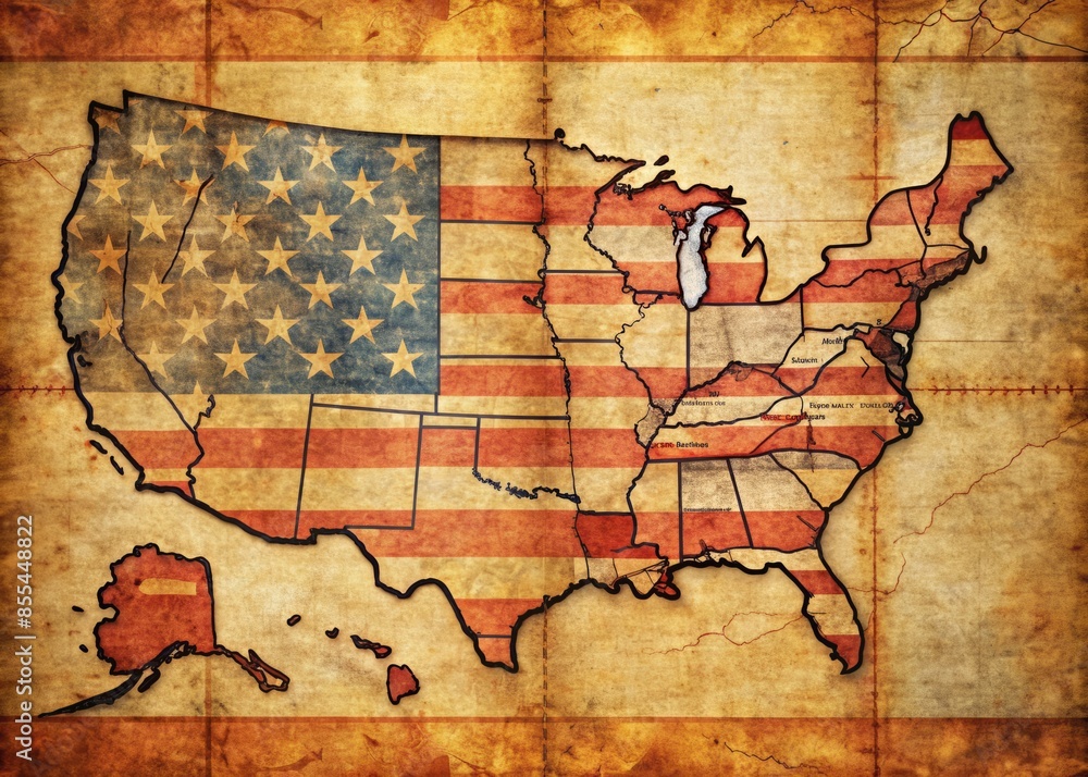 banner concept with a vintage map of the original 13 colonies for the ...