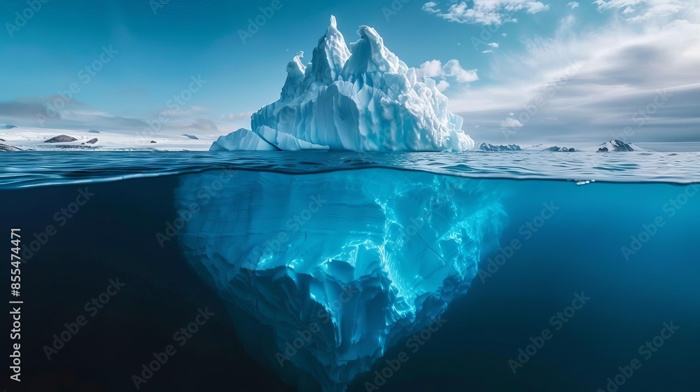 submerged iceberg majestic iceberg with visible underwater portion ...