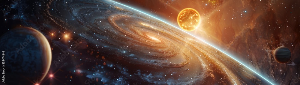 Astronomy, with a detailed model of the solar system, in a planetarium ...