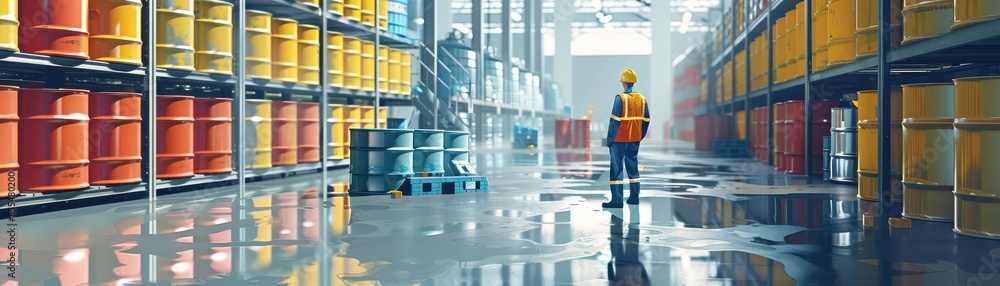 Chemical storage safety illustration, preventing disasters, proper ...