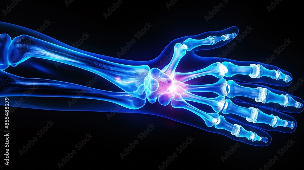 Limb X-ray with arthritis showing joint inflammation and bone erosion ...