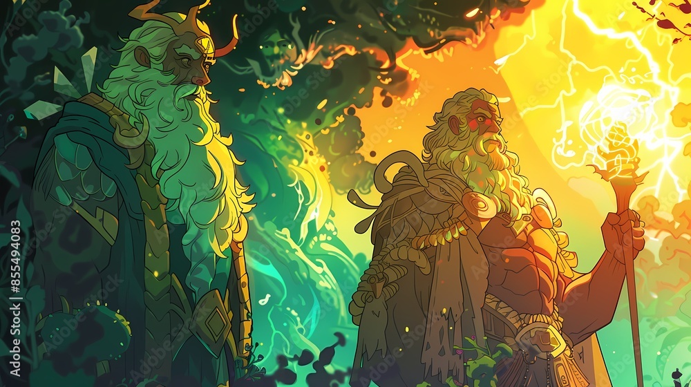 cartoon gods and guardians Stock Illustration | Adobe Stock