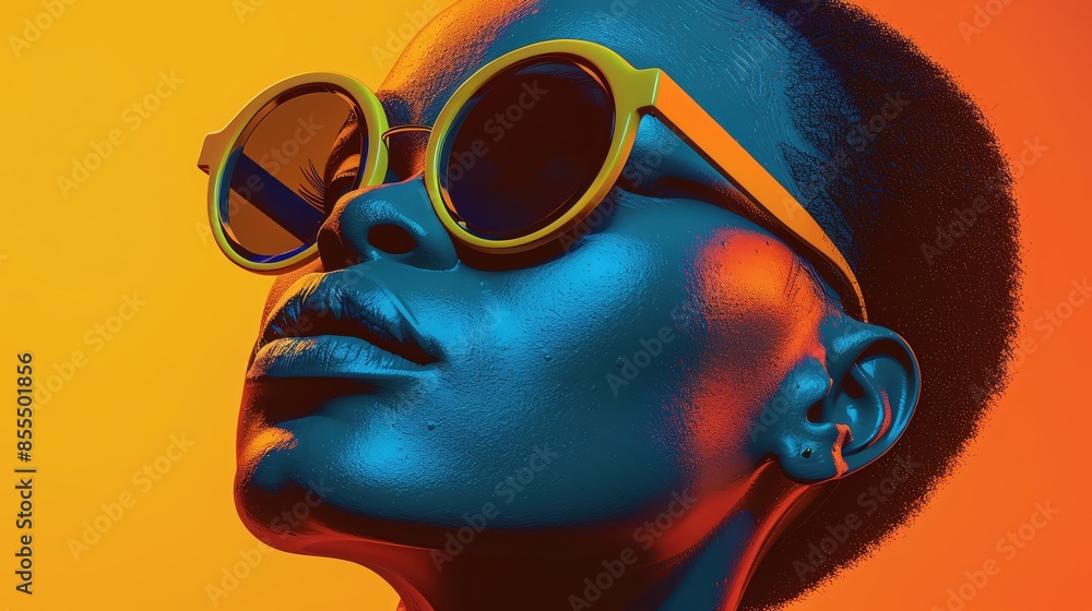 3D render of a 90s music magazine cover, positioned on a solid orange ...