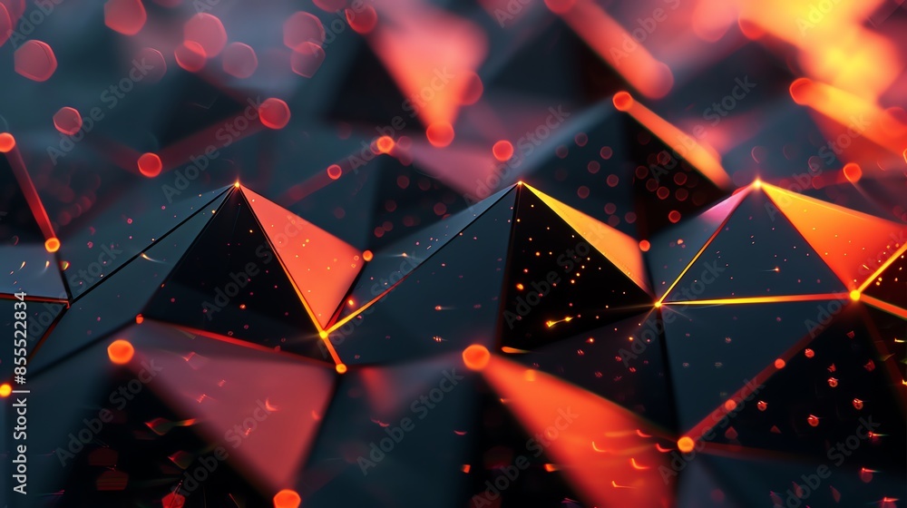 hypnotic black little triangles patterns, neon red body and gold ...