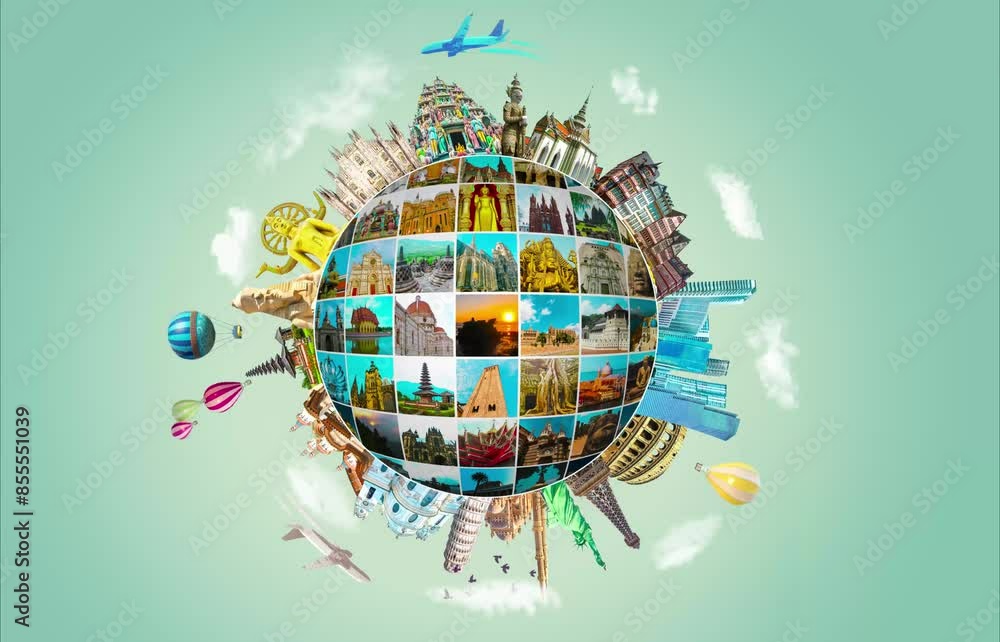 2D animation about world religious and architecture monuments - collage ...