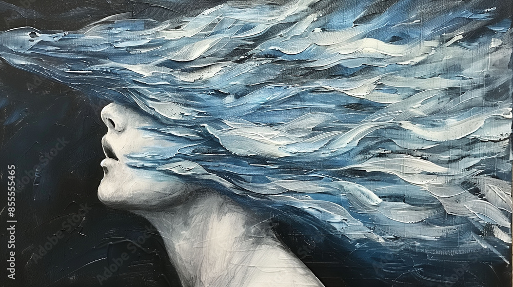 Perceptual disturbance. Schizophrenia depicted in mixed media. Visual ...