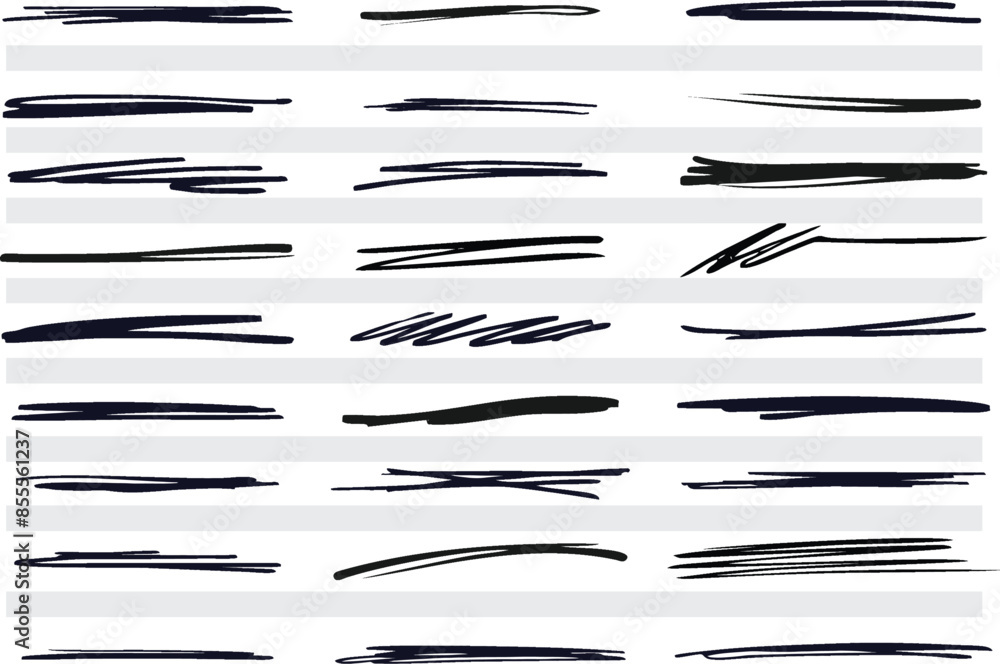 Scribble lines, highlight lines and underlines. Hand drawn collection ...