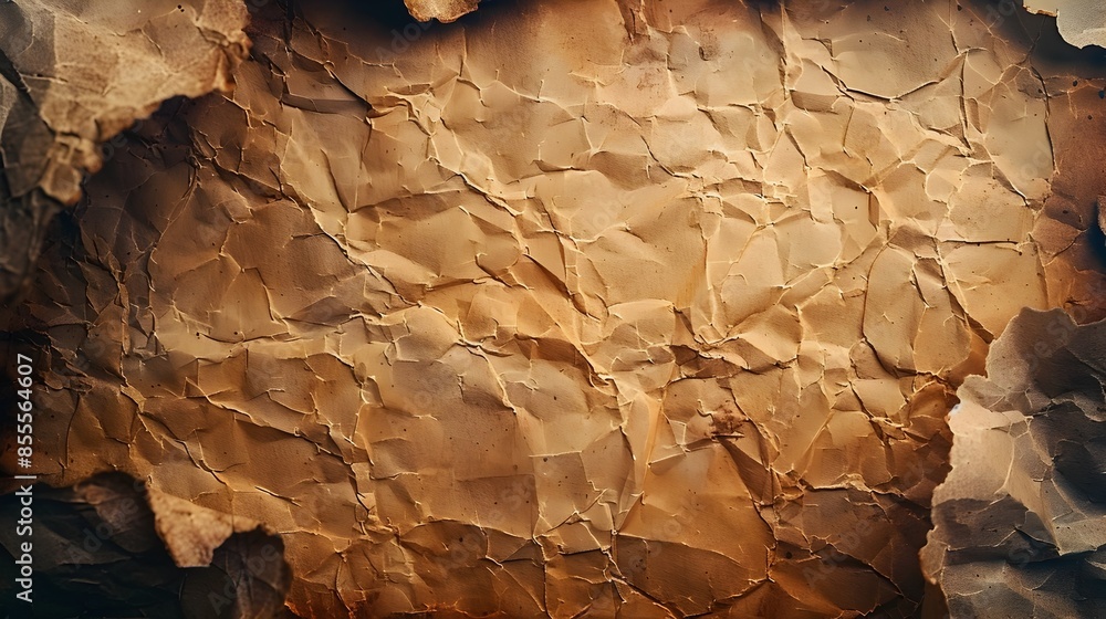 Vintage Sepia Toned Paper Texture with Crumpled and Worn Details for ...