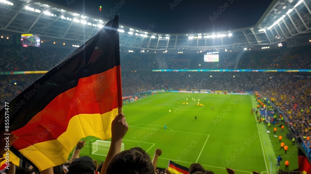 Excited German Fans Cheering at Sunset Football Game - Championship ...