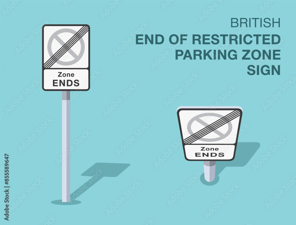 Traffic regulation rules. Isolated British "end of restricted parking ...