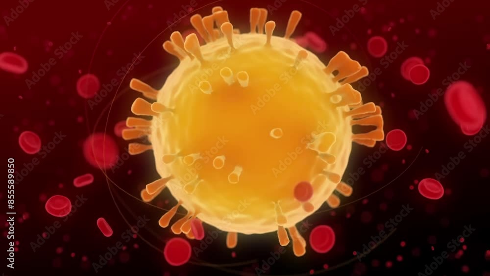 This video shows an animated 3D model of a virus particle moving ...