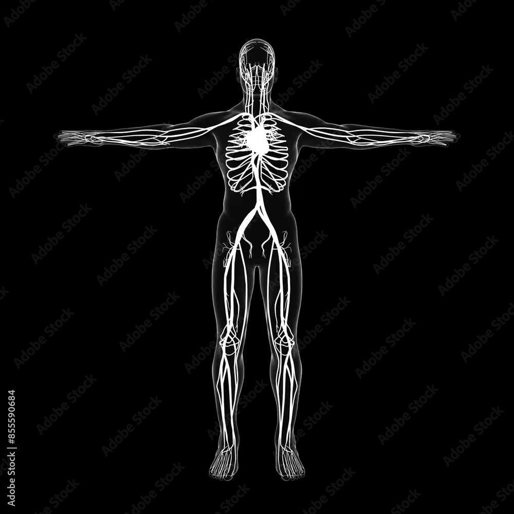 This animation shows a detailed 3D model of the human bodys vascular ...