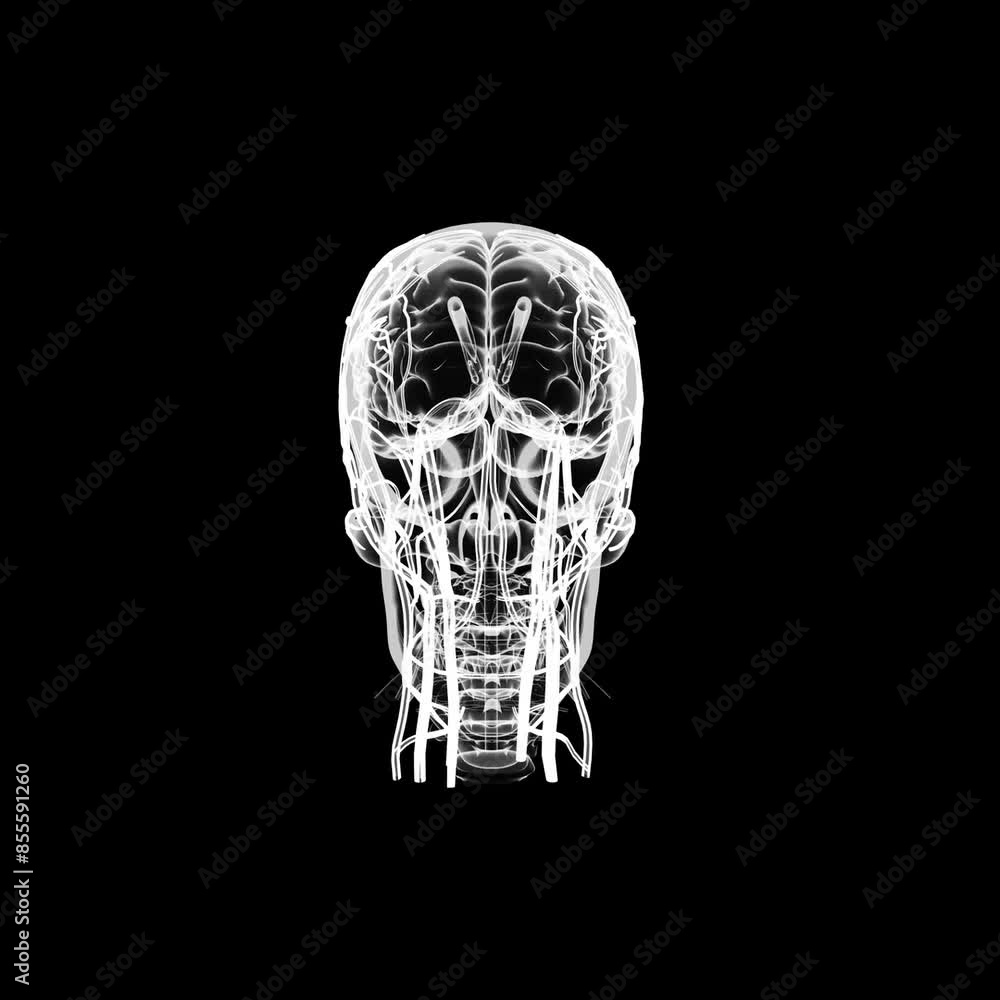 This video shows a detailed 3D animation of the human skull and neck ...