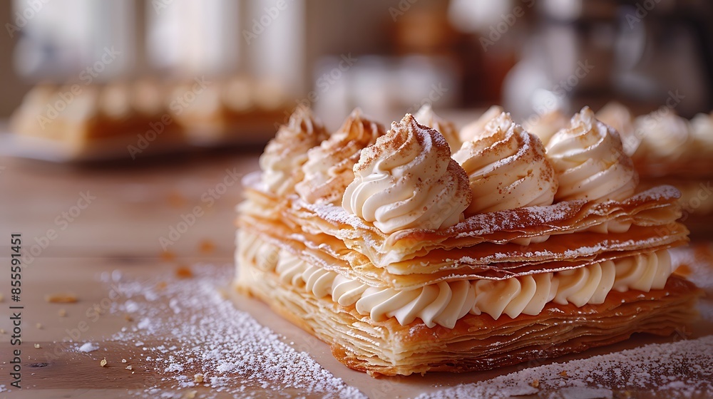 A close-up of a luxurious Gâteau St. Honoré, showcasing its intricate ...