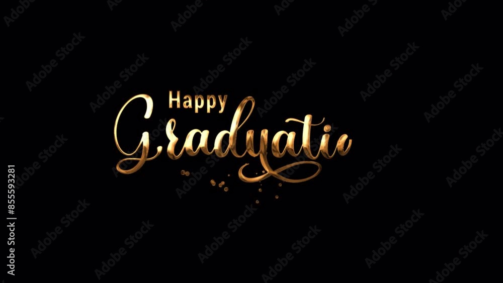 Happy Graduation Handwritten Animated Text in Gold Color with particles ...