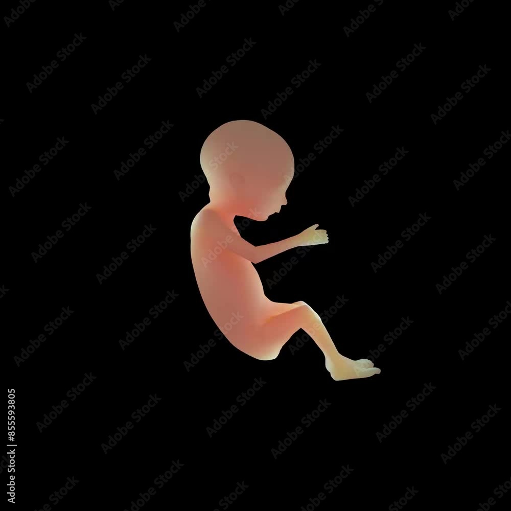 This 3D model shows a fetus at 12 weeks gestation. The fetus is shown ...