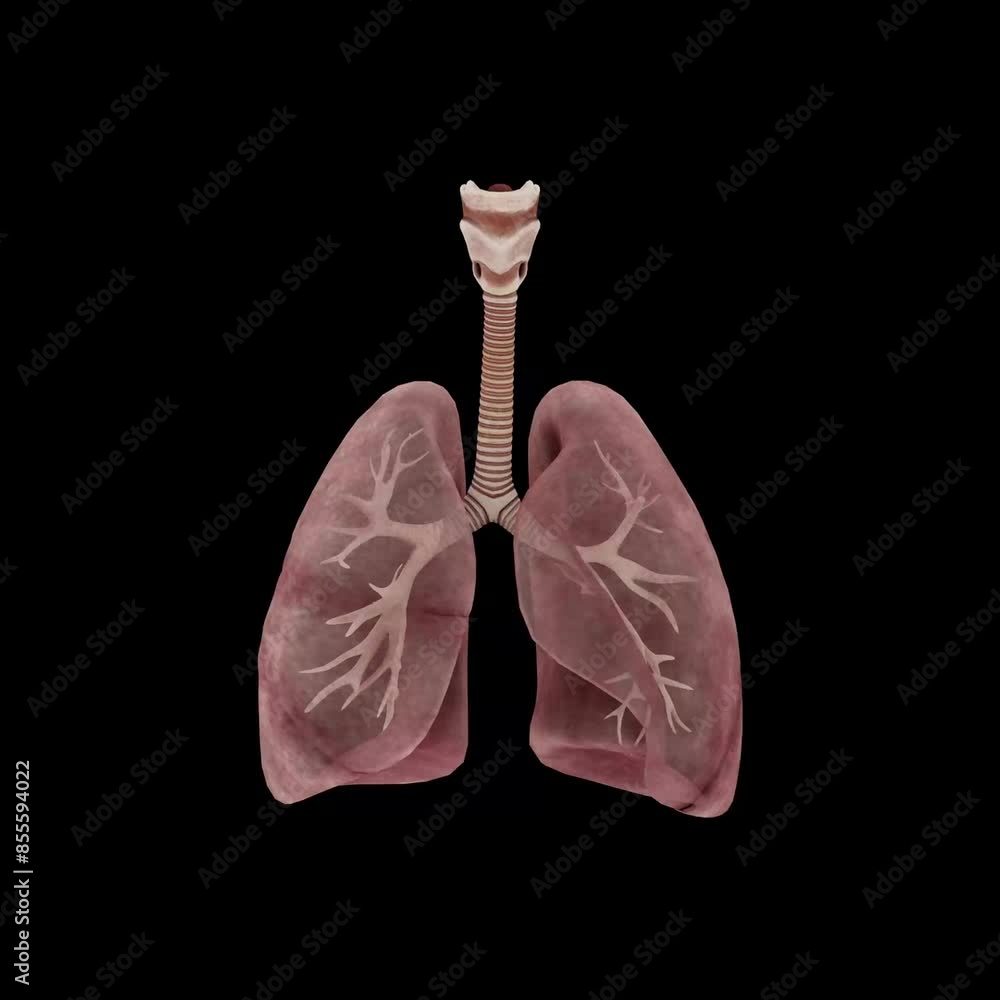 This video showcases a 3D model of human lungs and trachea. The model ...
