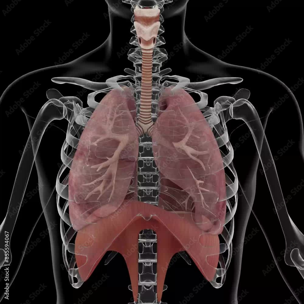 This video features a 3D animated model of the human respiratory system ...