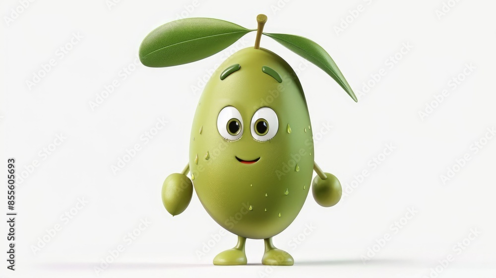 A cartoon illustration featuring an olive character showcased against a ...