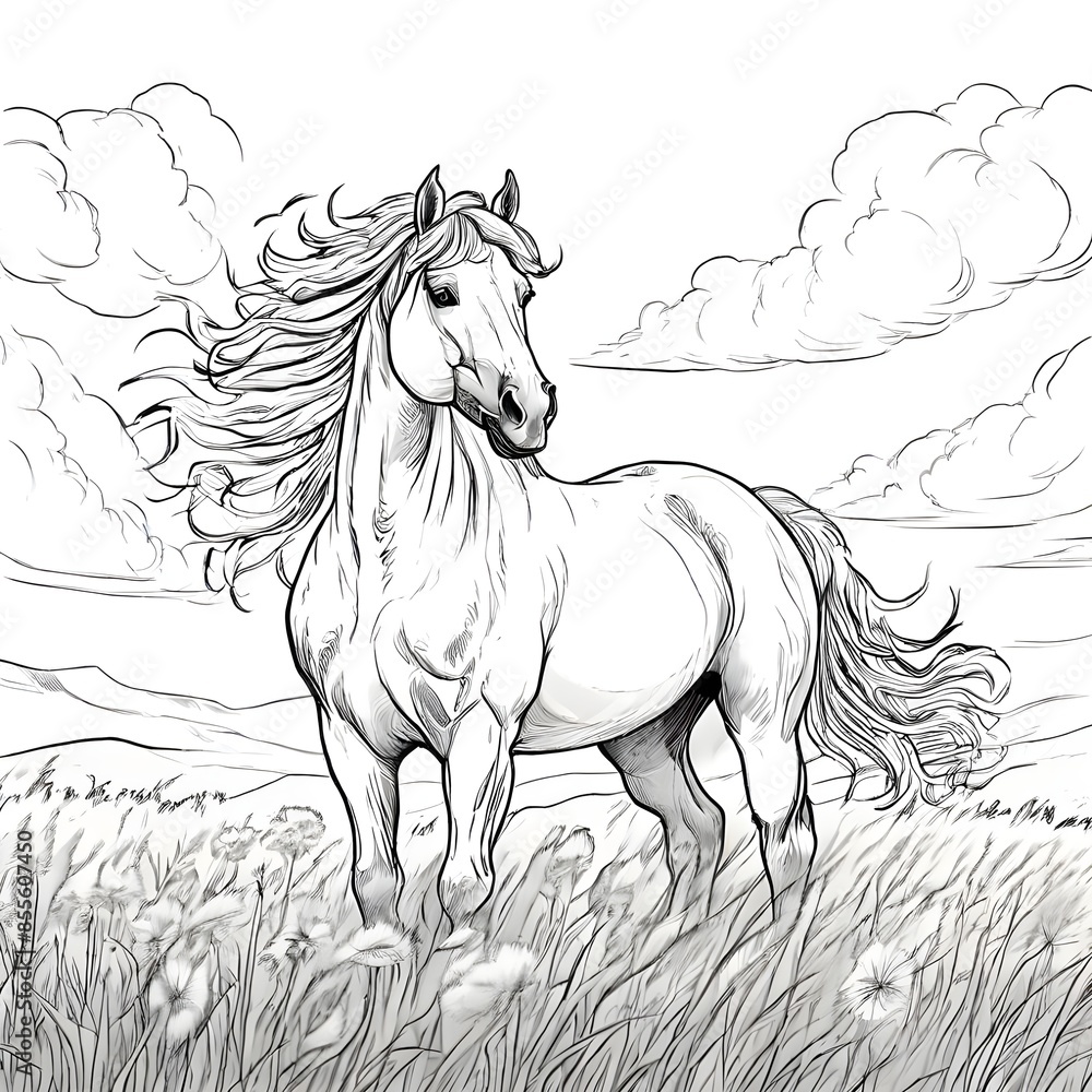 Süsses Pferd zum ausmalen Stock Photo | Adobe Stock