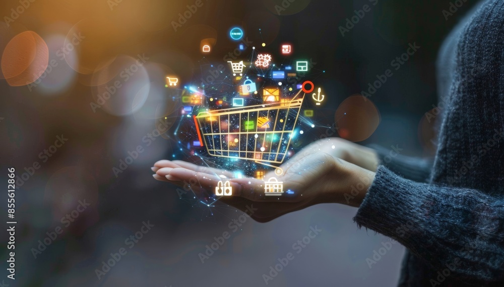 E-commerce Shopping Cart in Hand suitable for business background ...