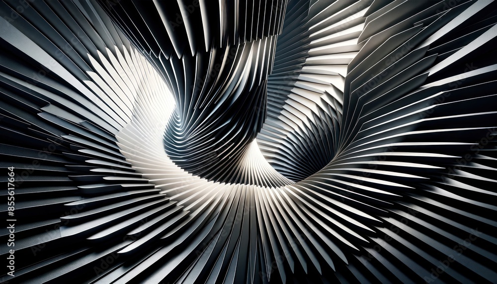 architectural abstraction with a spiraling pattern of monochromatic ...