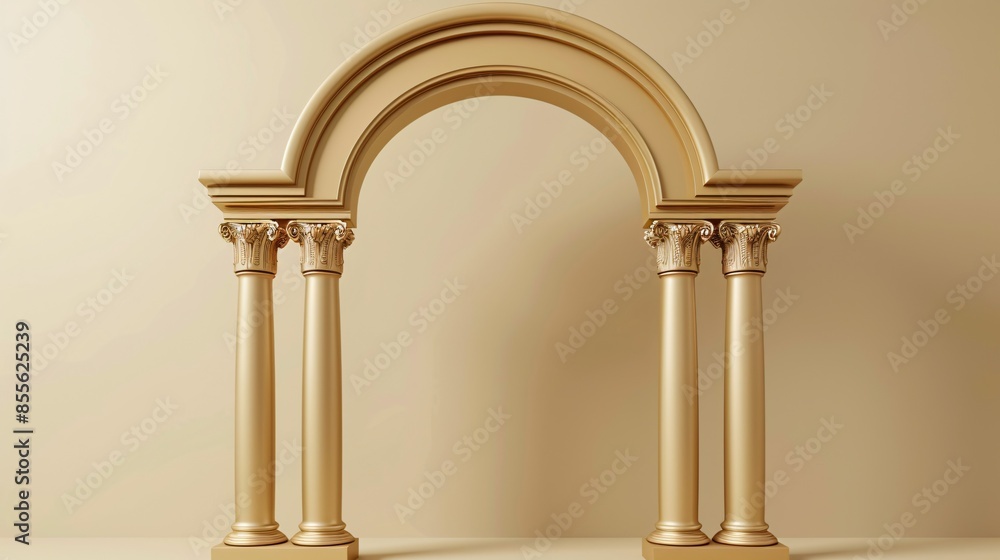 This elegant, gilded arch design features a 3D element and geometric ...