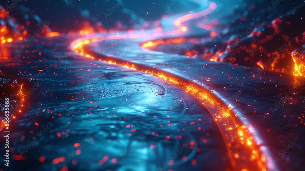 A vibrant depiction of double exposure of infinity symbols with ...